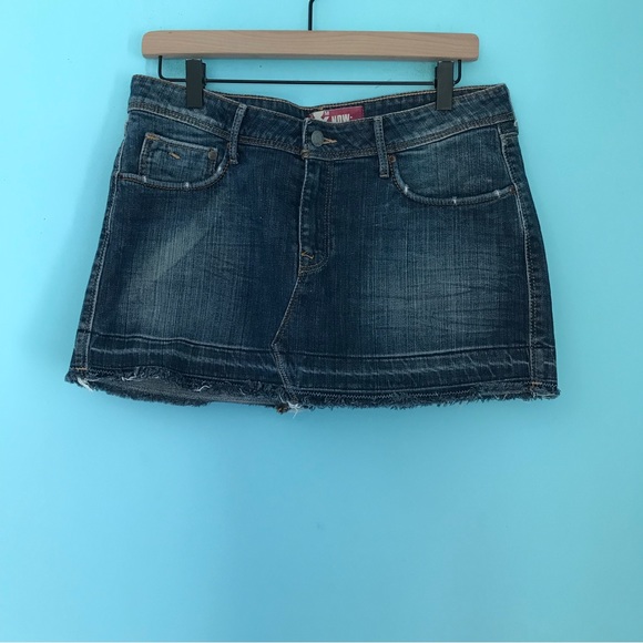 H&M | Skirts | Hm Y2k Released Raw Hem Low Rise Mini Stretch Denim Jean Skirt 2 Waist 32 | Poshmark
